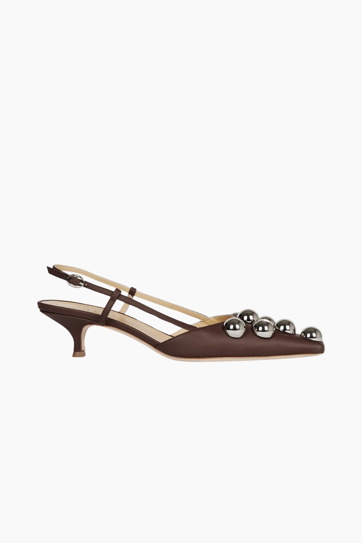 A.W.A.K.E. Mode Rita Kitten Heel Silver Embellishments - Brown – GRACE ...