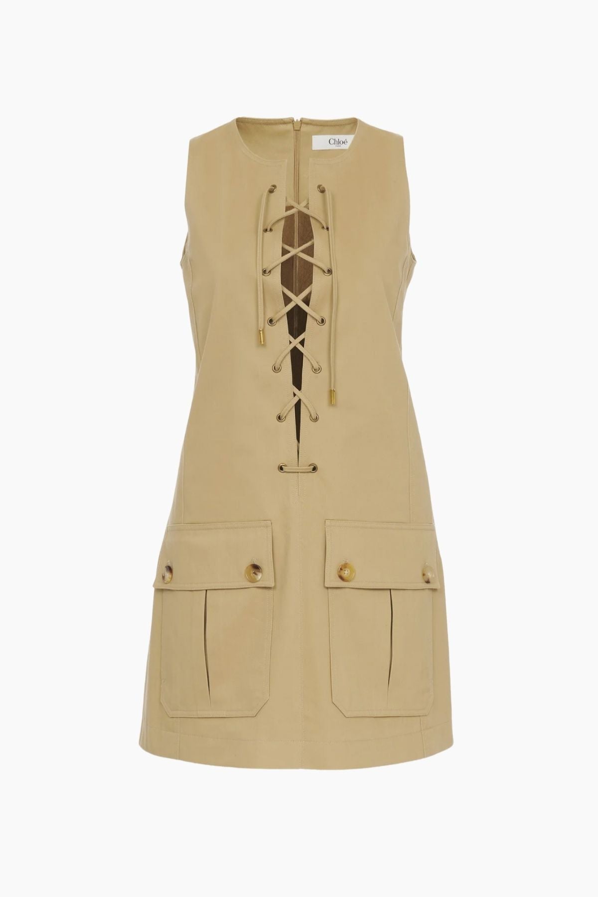 Chloé Lace-Up Pinafore Dress - Argil Brown – GRACE Melbourne