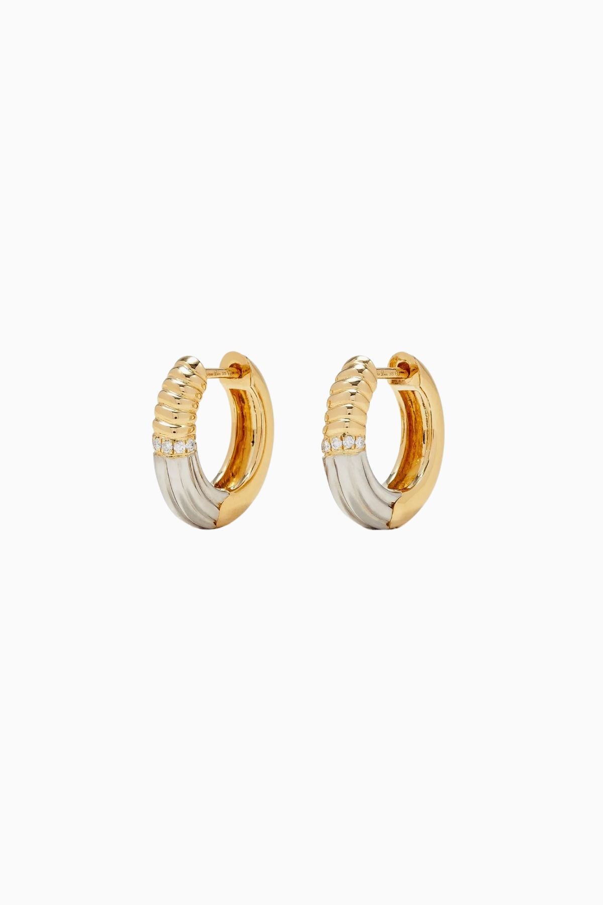 Yvonne Léon Mini Berlingot Wave Hoop Earrings - Yellow/ White Gold ...